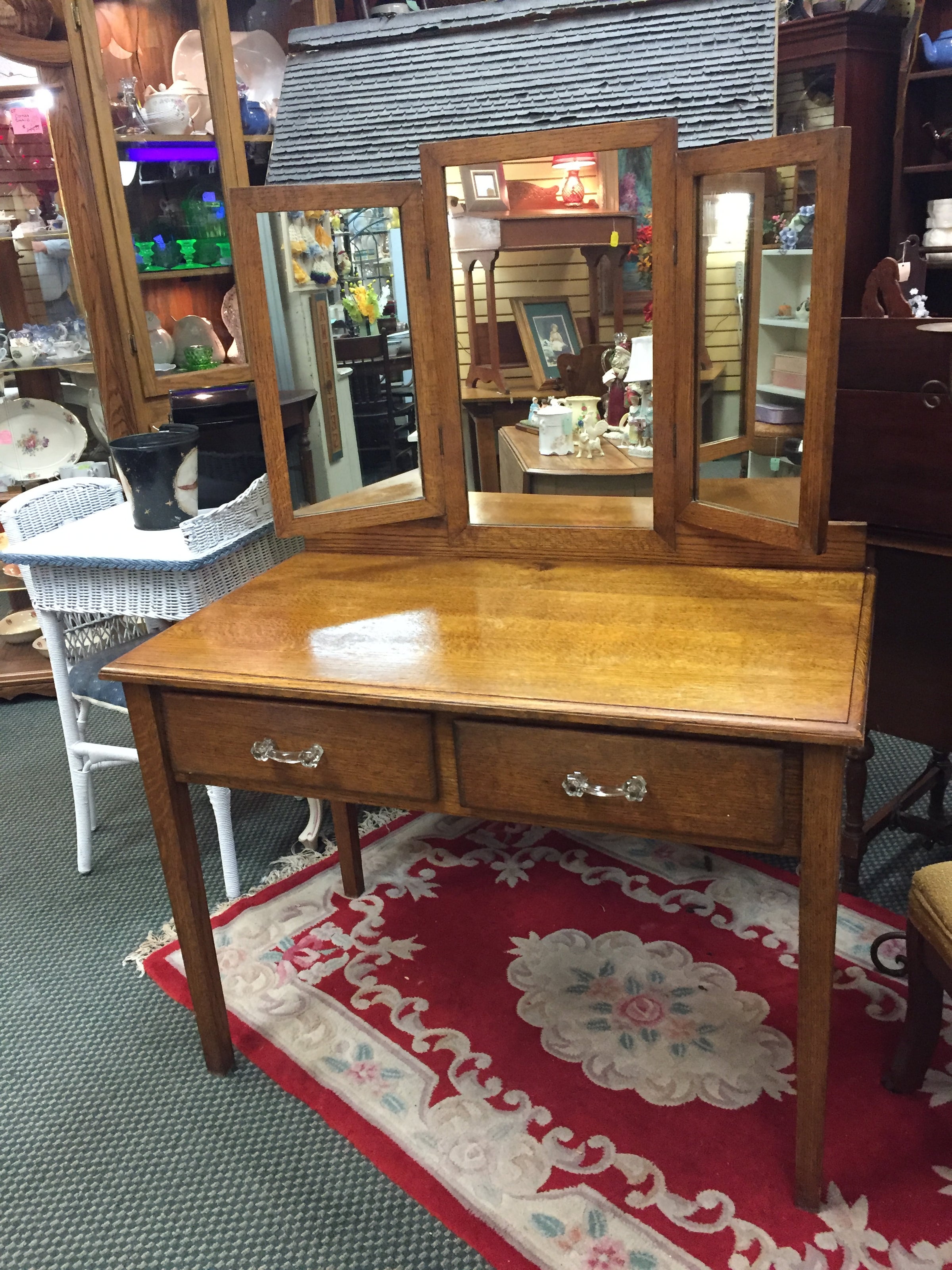 Tiger Oak Vanity Desk